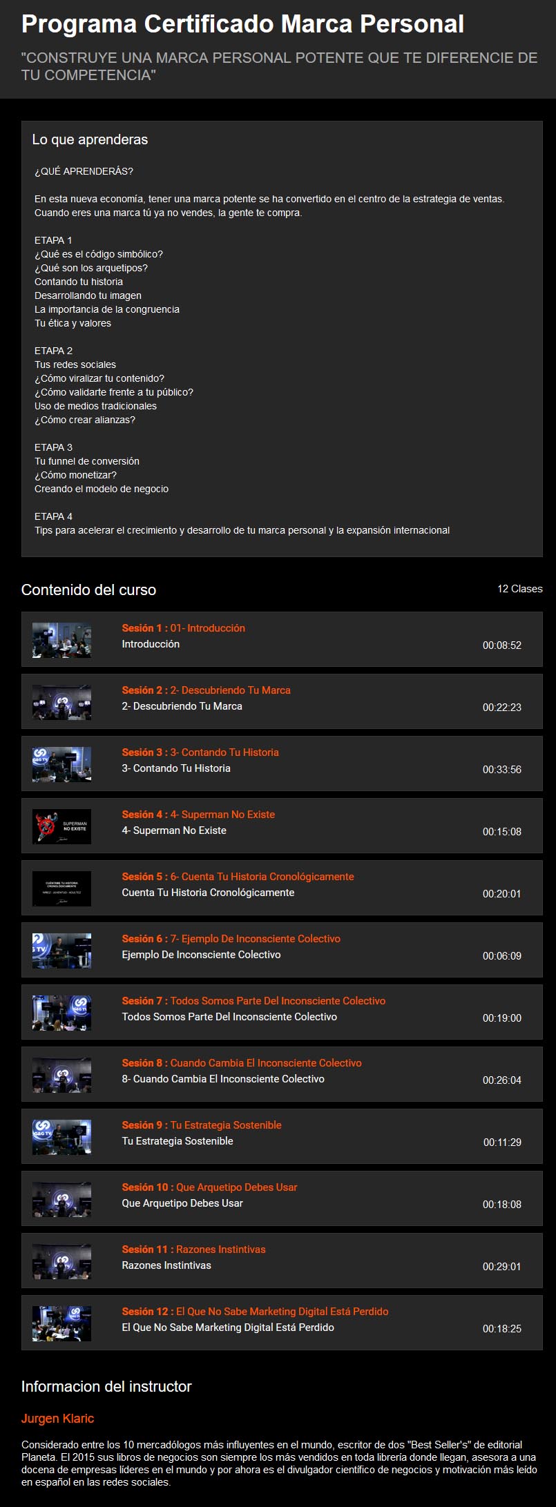 Programa certificado marca personal - Jurgen Klaric - cursosenoferta.com